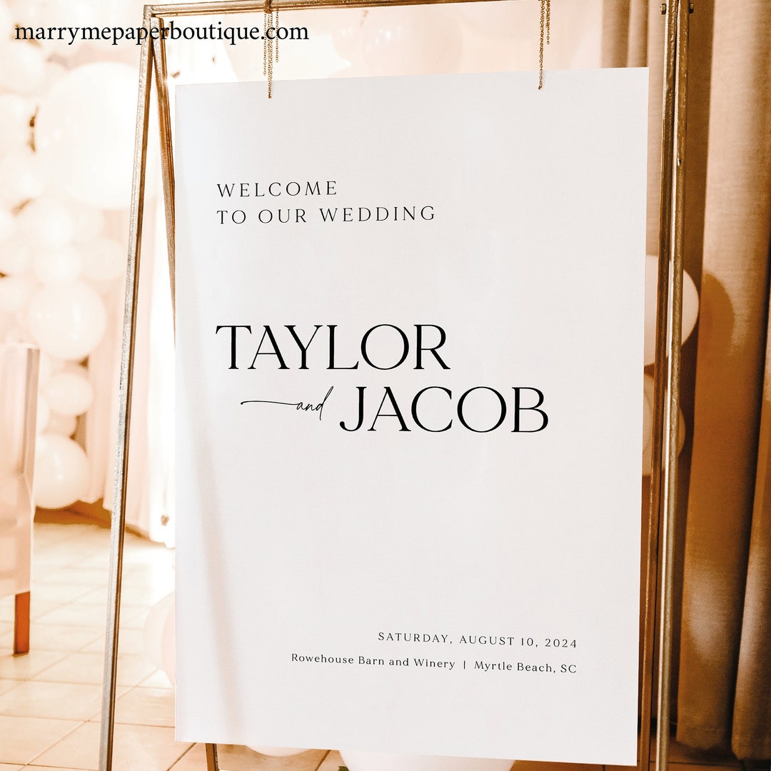 Wedding Welcome Sign Template, Modern & Classic, Modern Welcome to Our ...
