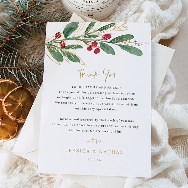 Christmas Wedding Thank You Notes - Etsy