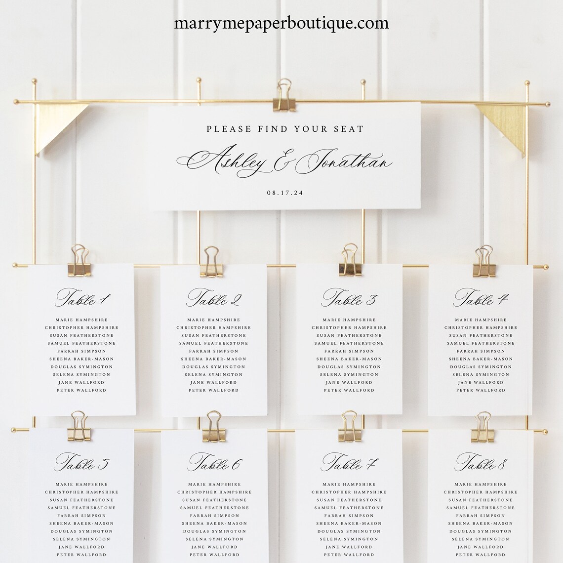 Seating Chart Cards Template Elegant Classic Calligraphy | Etsy