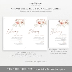 Child Blessing Ceremony Invitation Template, Floral Boho, Editable ...