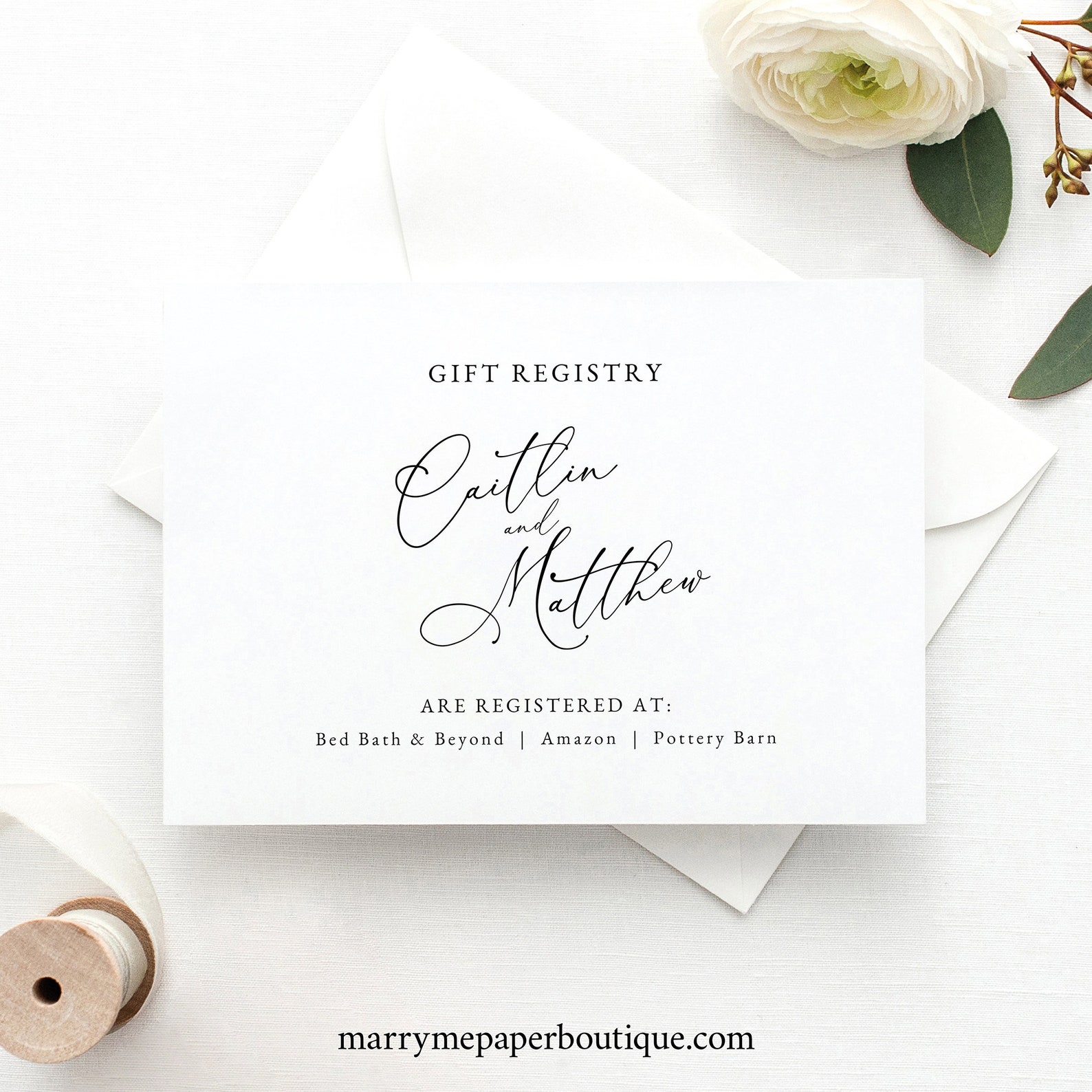 Registry Card Template Elegant Wedding Calligraphy Wedding | Etsy