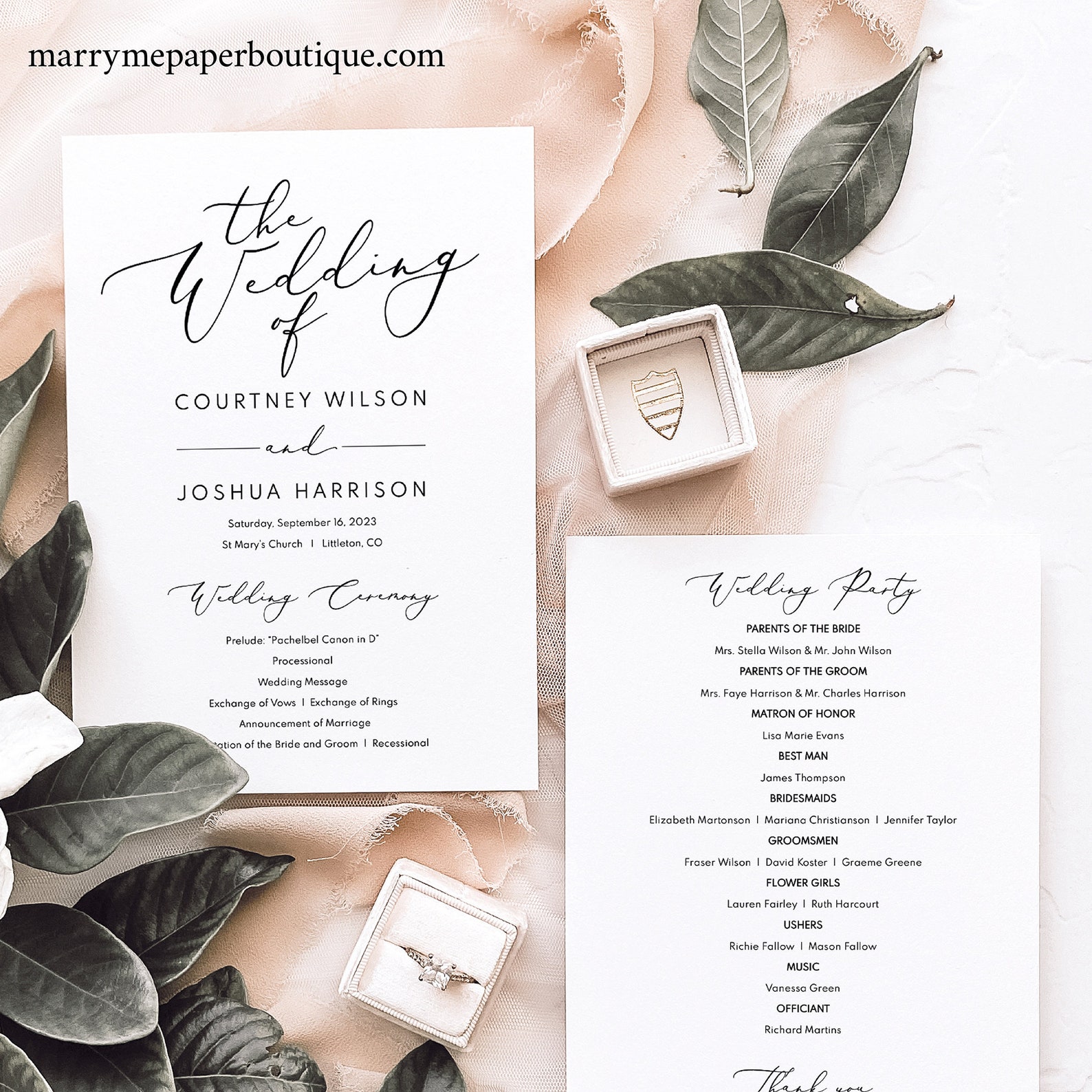Wedding Program Template Elegant Script Wedding Ceremony | Etsy