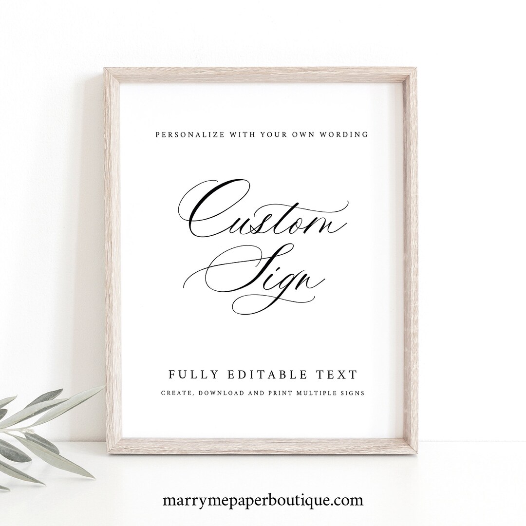 Wedding Sign Bundle Template, Elegant Classic Calligraphy, Editable ...