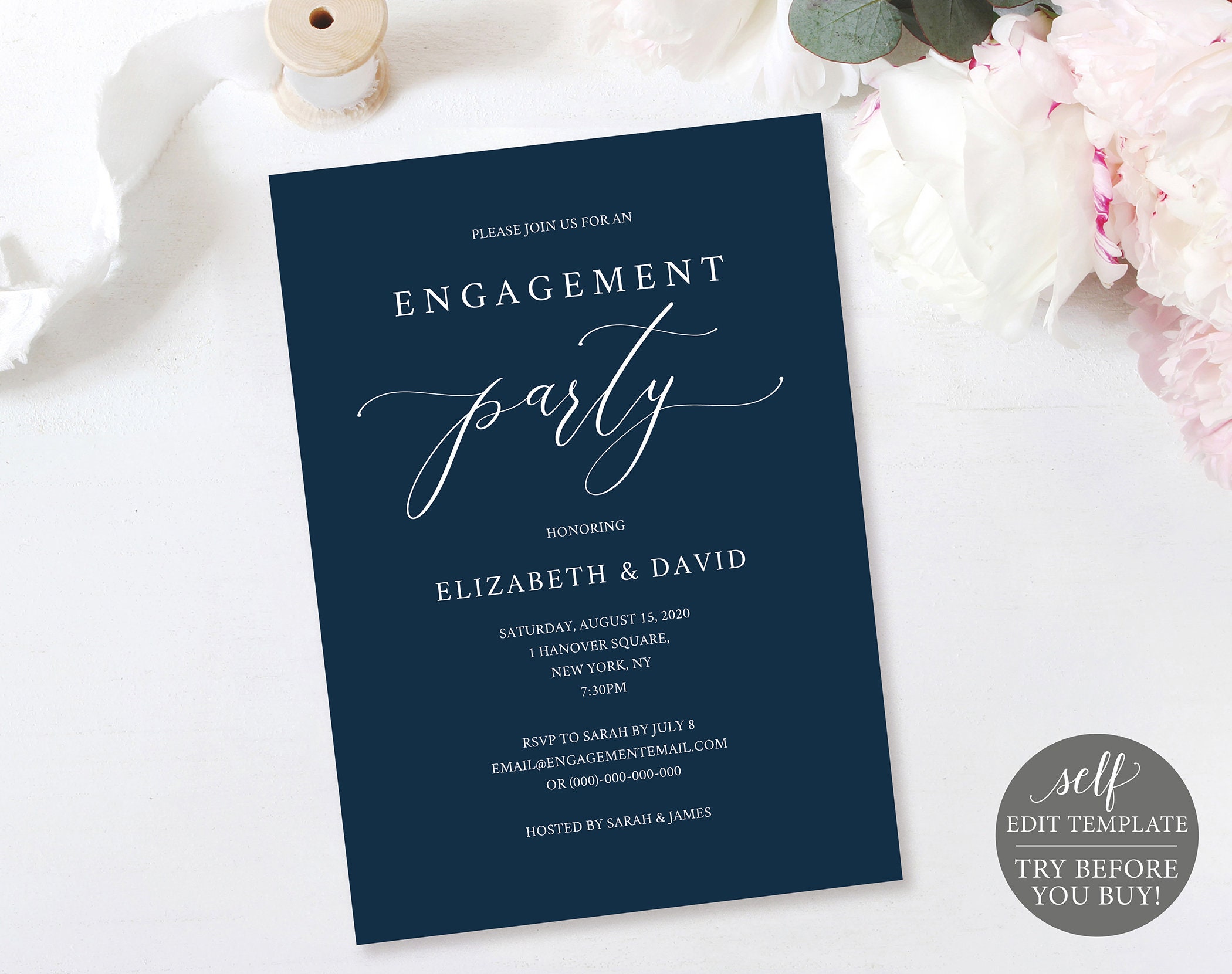 Engagement Party Invitation Template Fully Editable Instant Etsy