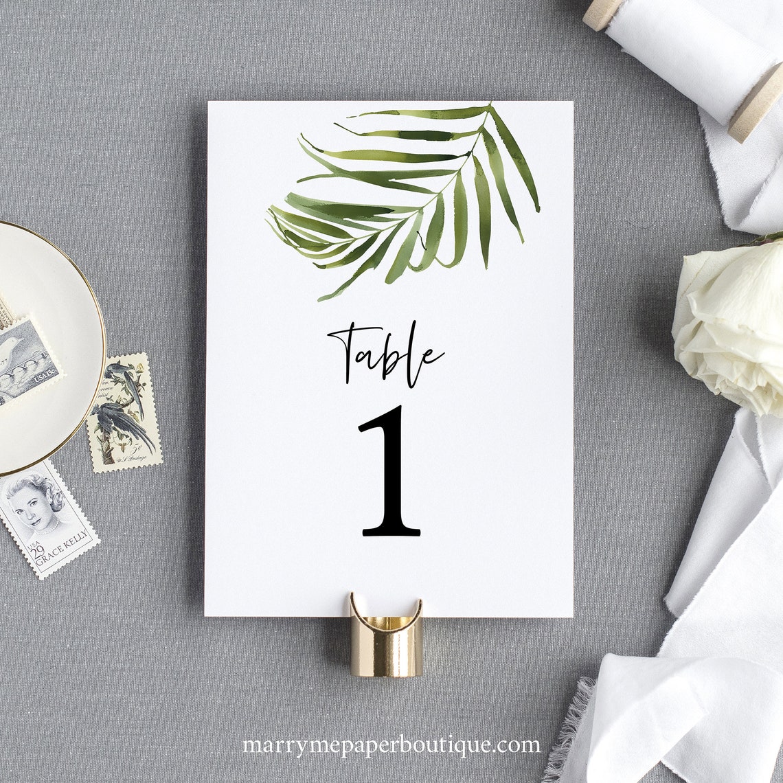 Tropical Table Number Template Greenery Beach Wedding Table - Etsy UK