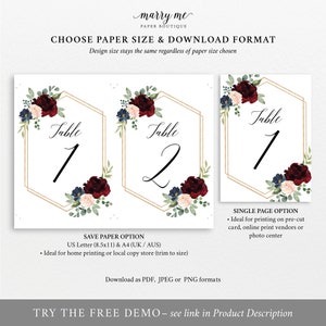 Table Number Sign Template, Demo Available, Templett Printable ...