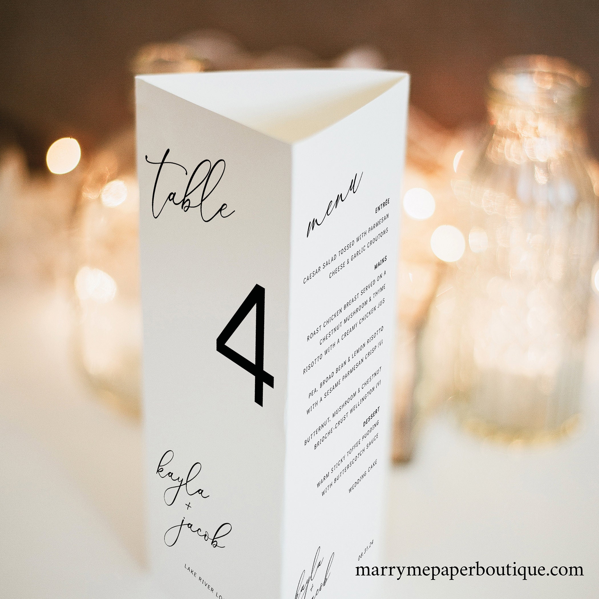 Elegant Wedding Trifold Table Number Template Modern - Etsy