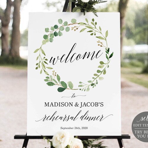 Rehearsal Dinner Welcome Sign Template Downloadable - Etsy