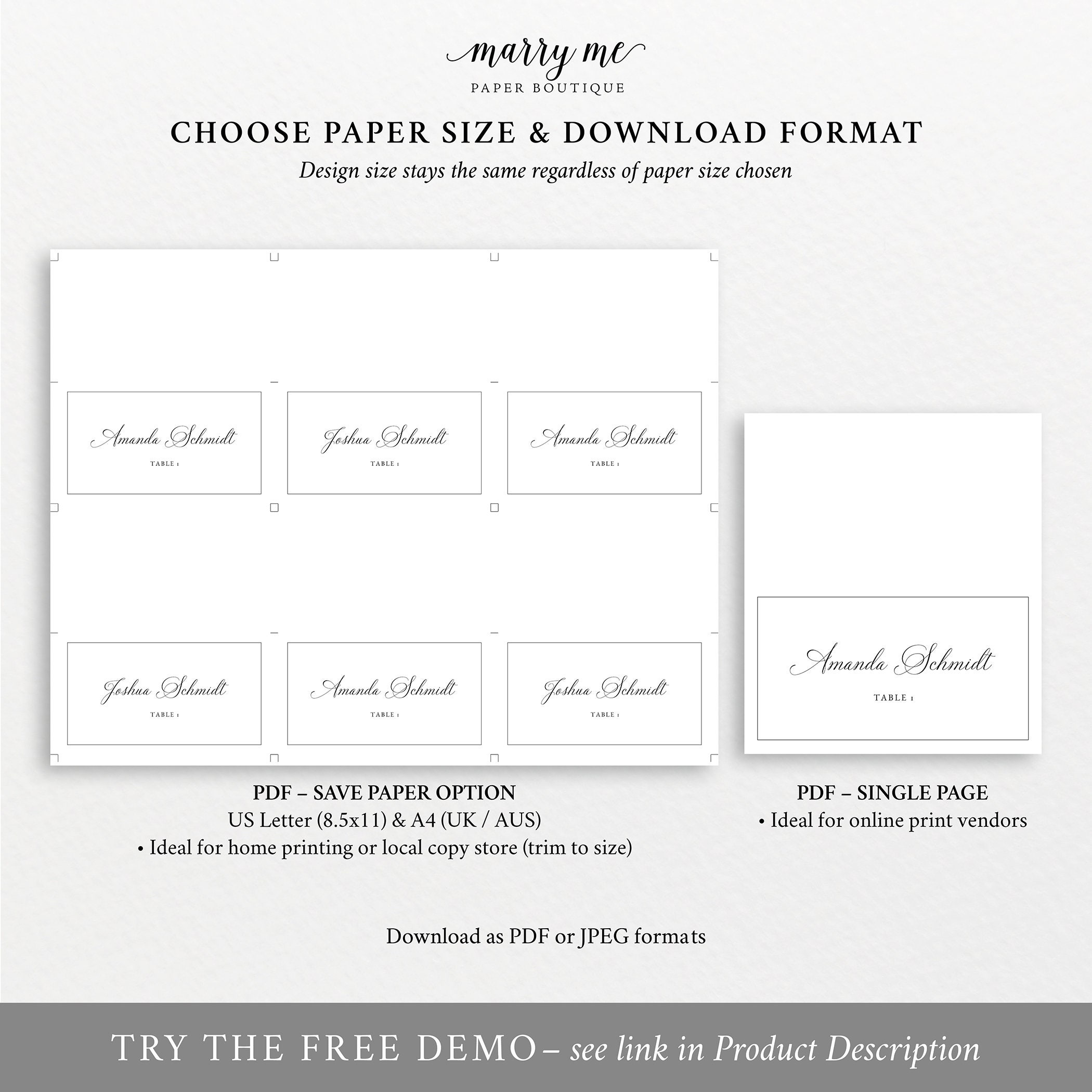 Downloadable Place Card Template