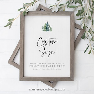 Pine Forest Wedding Sign Bundle Template, Rustic Pine Trees, Printable ...