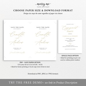 Engagement Party Invitation Template Stylish Gold Script - Etsy