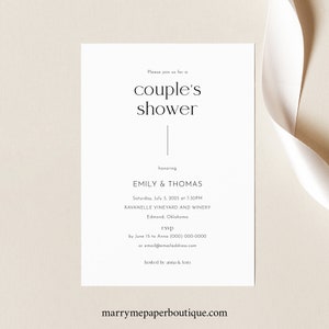 Couples Shower Invitation Template, Minimalist Modern, Editable, Minimalist Couples Shower ...