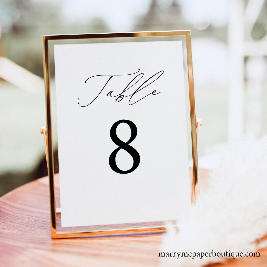 Table Number Template, Stylish Script Font, Try Before Purchase ...