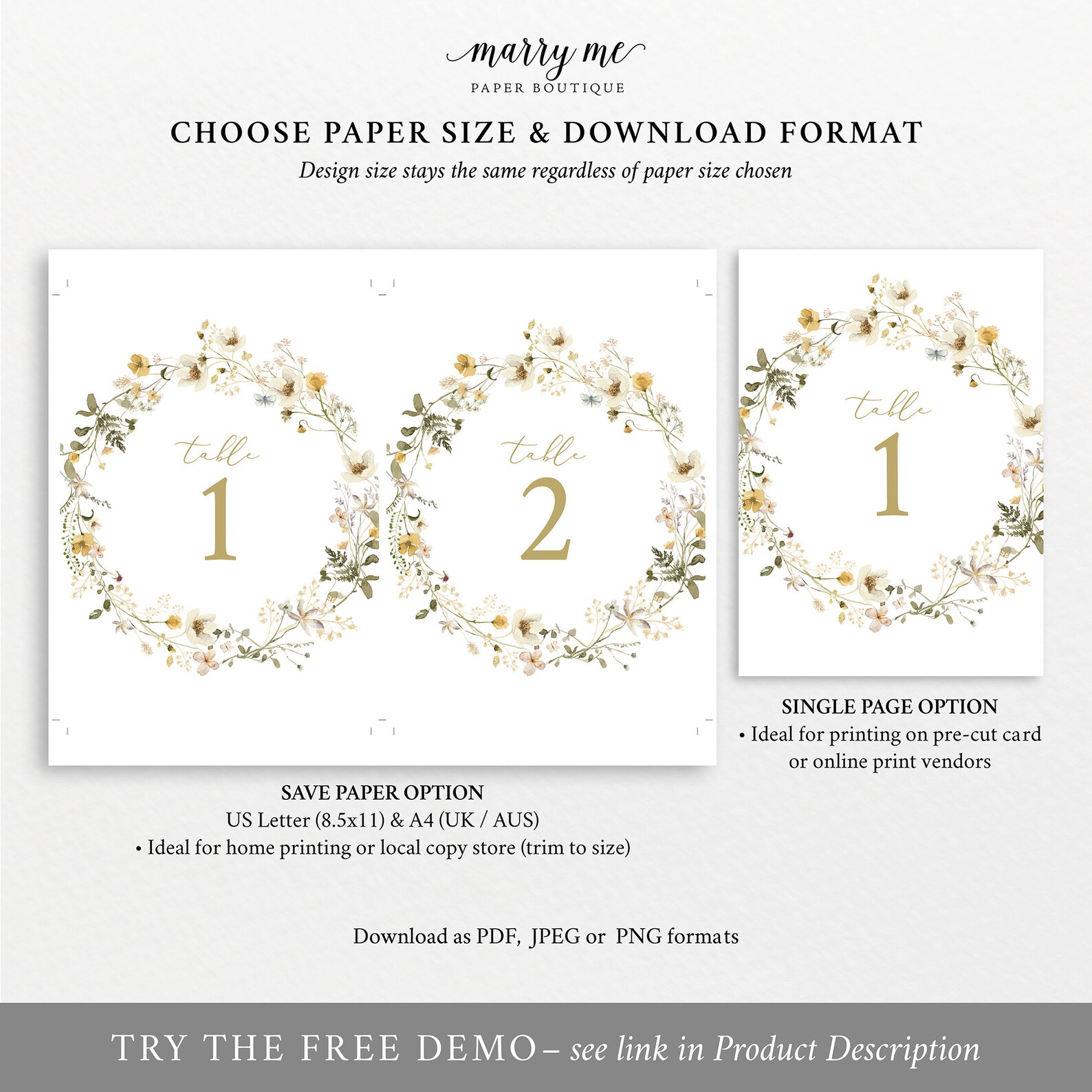 Table Number Sign Template Rustic Summer Yellow Floral - Etsy