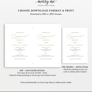 Engagement Party Invitation Template, Stylish Gold Script, Engagement ...
