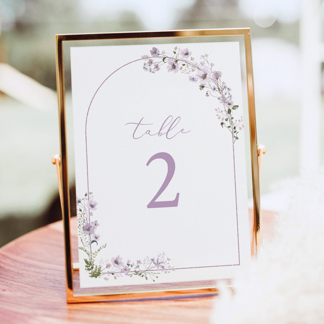 Table Number Sign Template, Rustic Lavender Flower Arch, Lavender Table ...