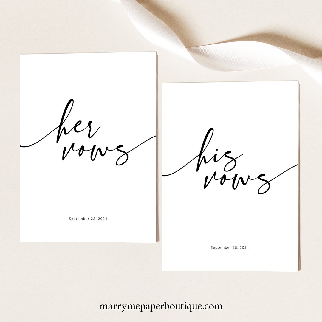 Wedding Vows Cards Template Modern Calligraphy Modern Vows - Etsy UK