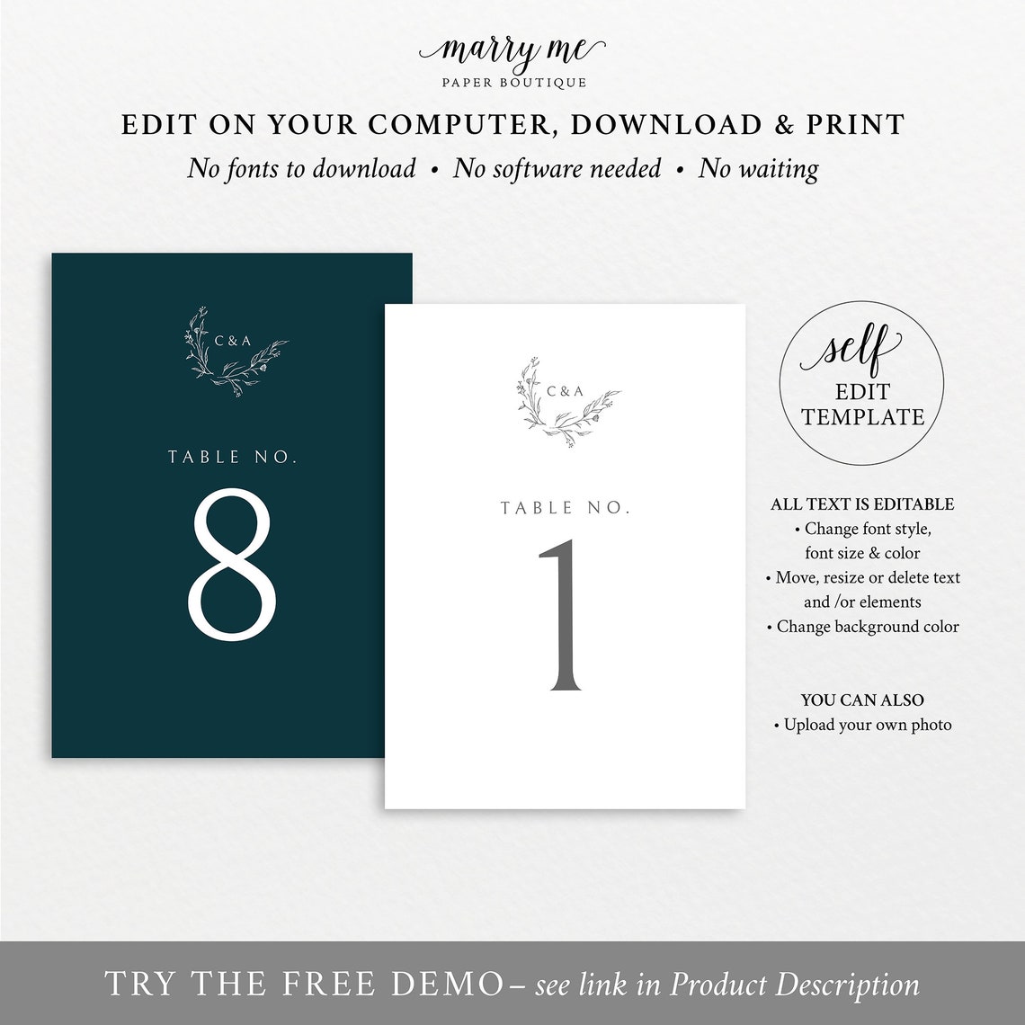 Table Number Template Instant Download Try Before Purchase - Etsy
