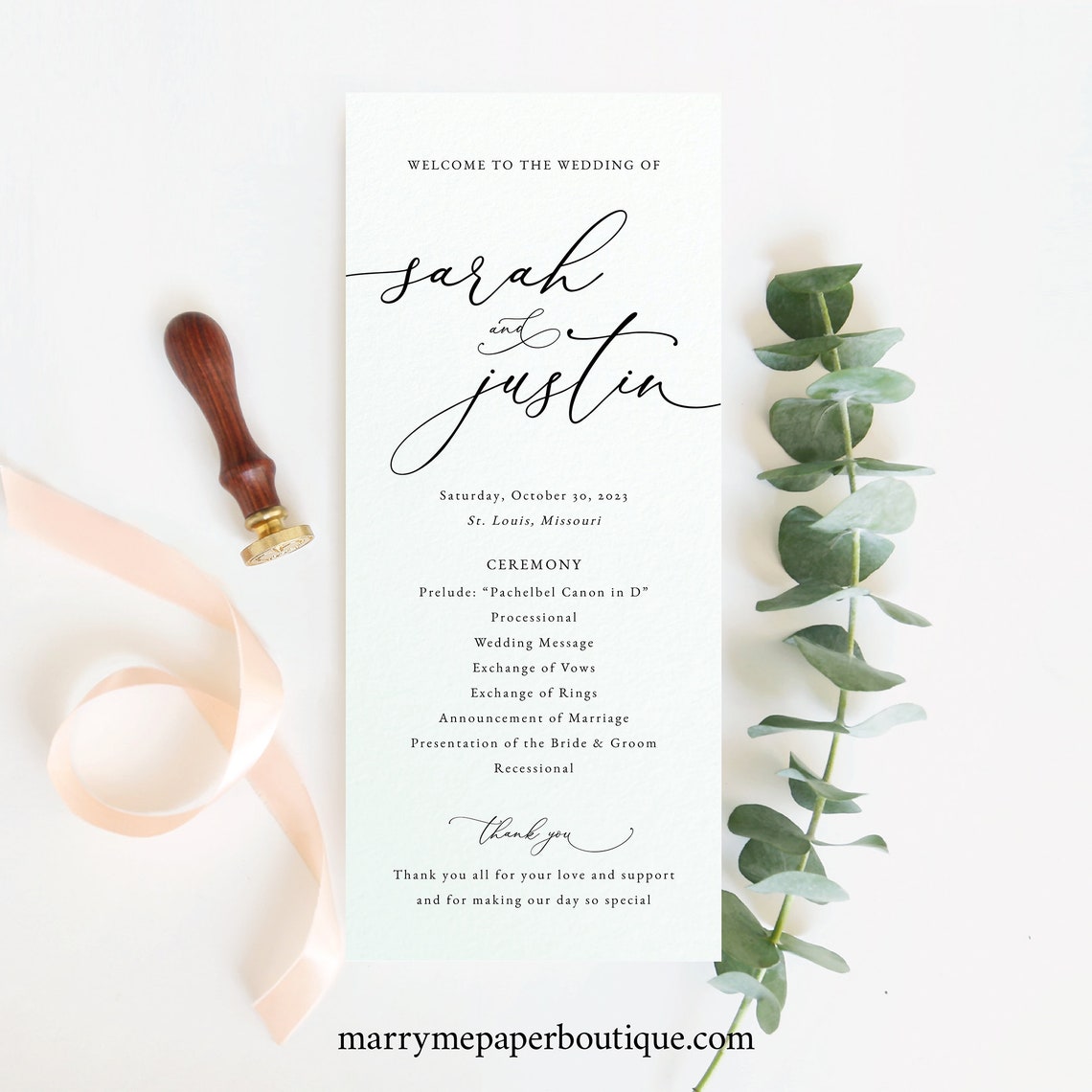 Classic Wedding Program Template Elegant Wedding Program | Etsy