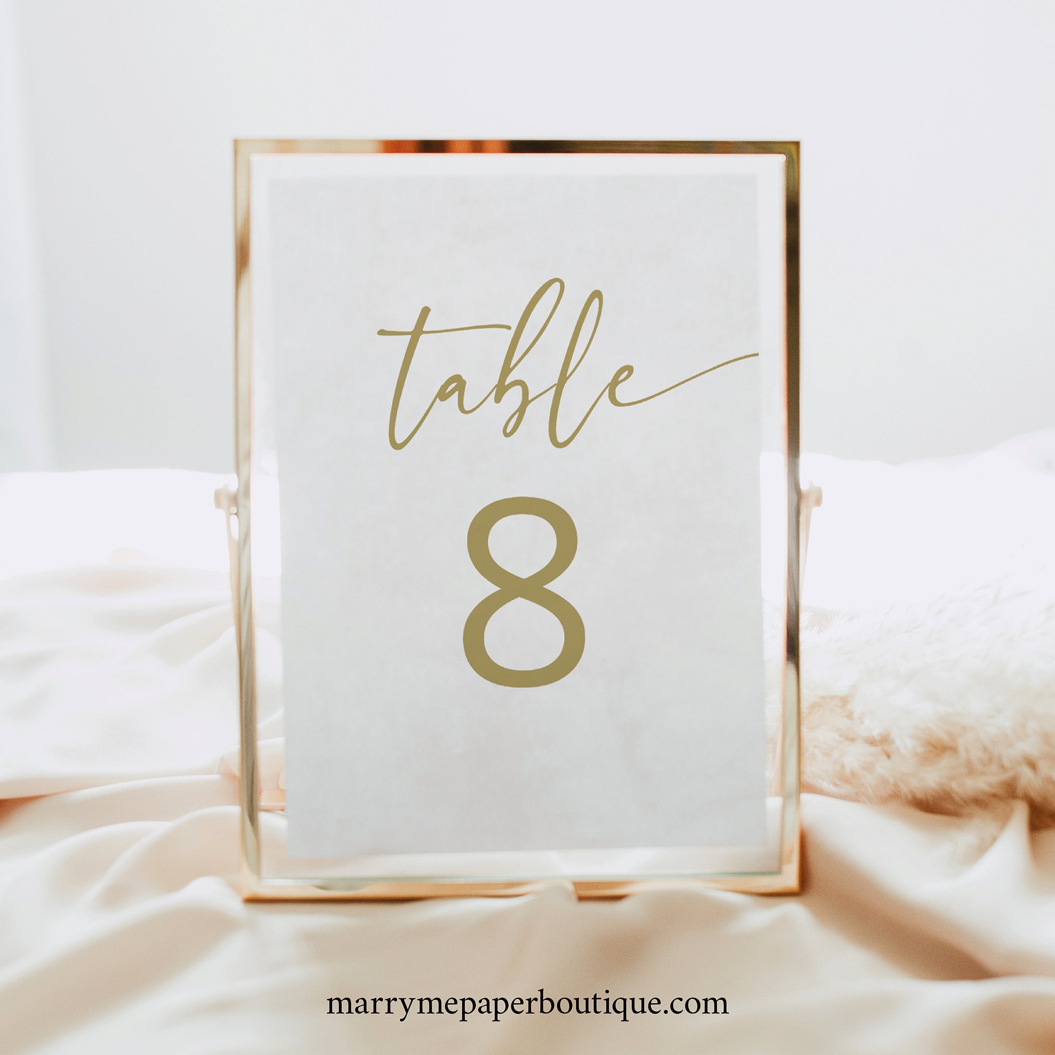 Table Number Sign Template, Gold, Modern Script, Modern Table Number ...