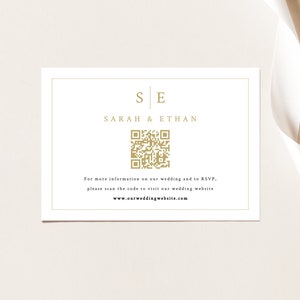 Wedding Website QR Code Card Template, Minimalist Wedding Monogram ...