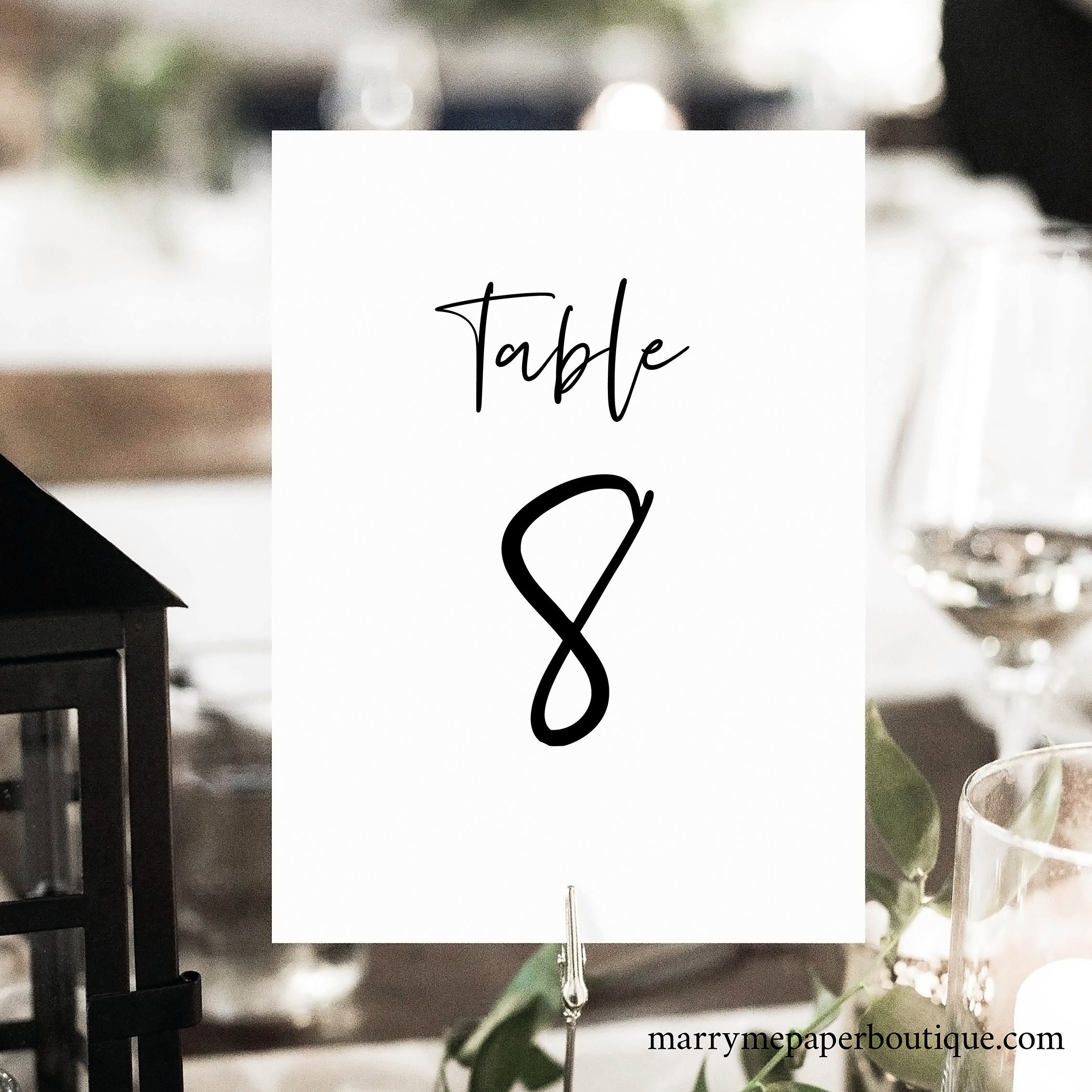 Minimalist Table Number Template Modern Calligraphy Wedding | Etsy