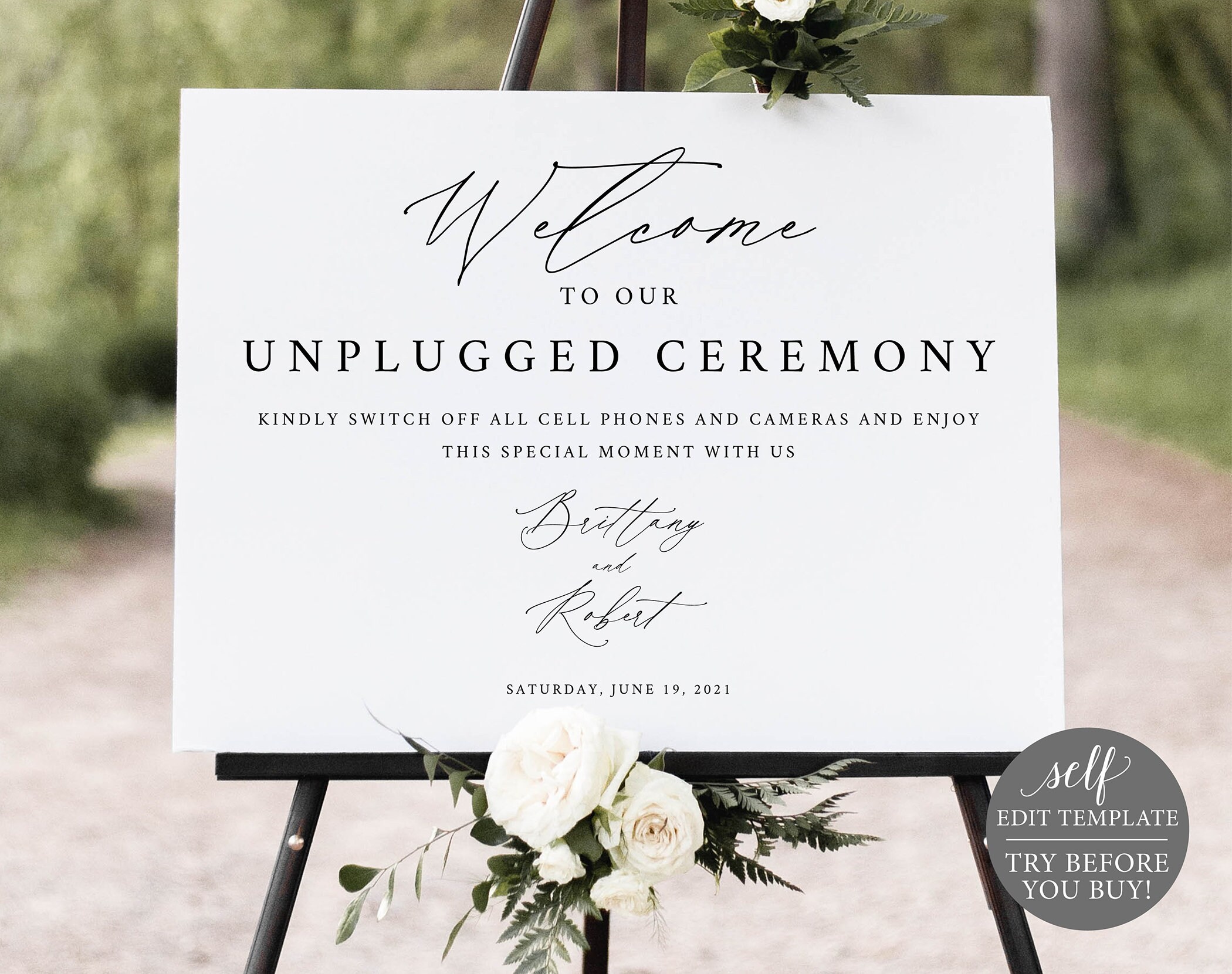 Unplugged Ceremony Sign Template Editable Instant Download Etsy