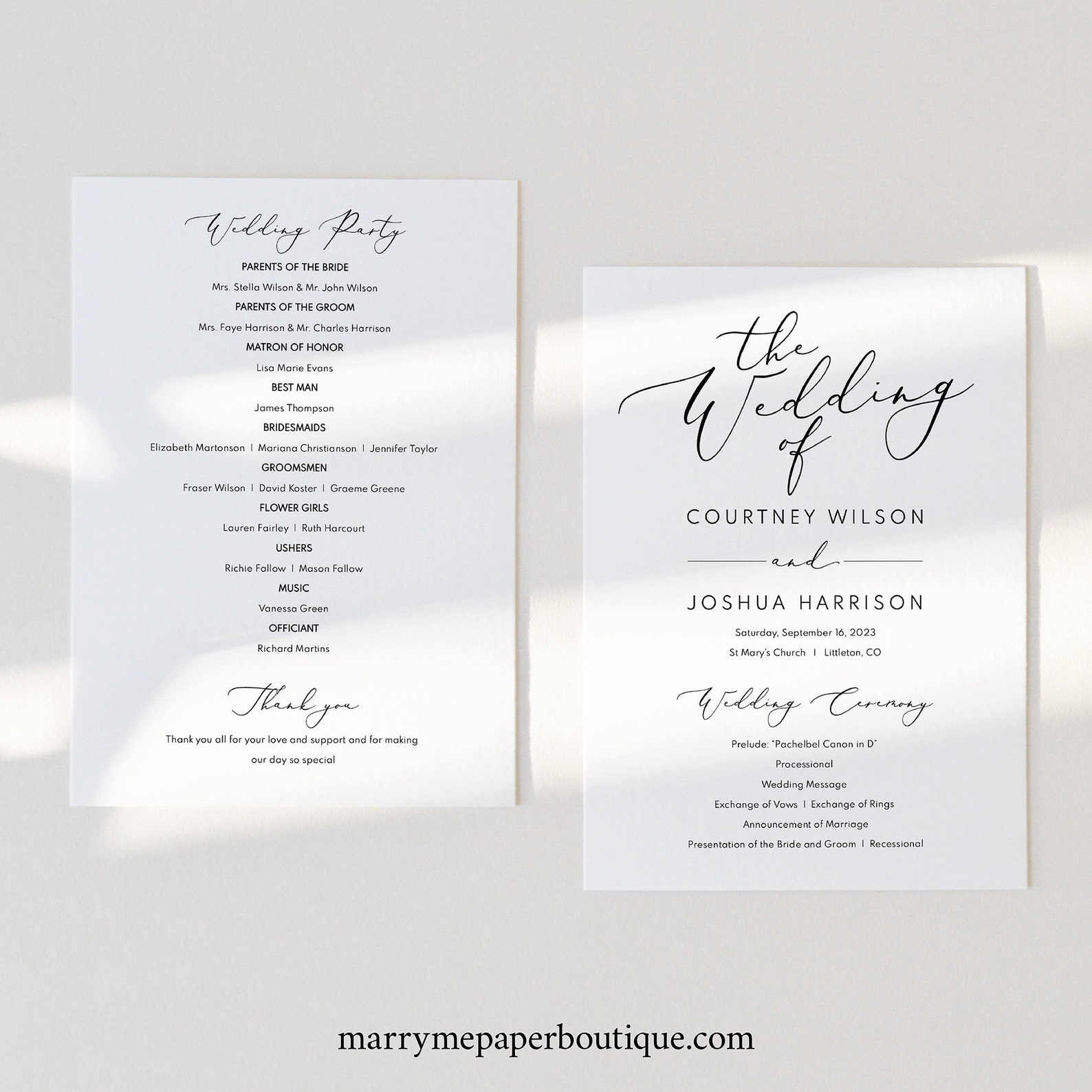 Wedding Program Template Elegant Script Wedding Ceremony | Etsy
