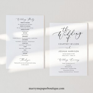 Wedding Program Template, Elegant Script, Wedding Ceremony Program ...