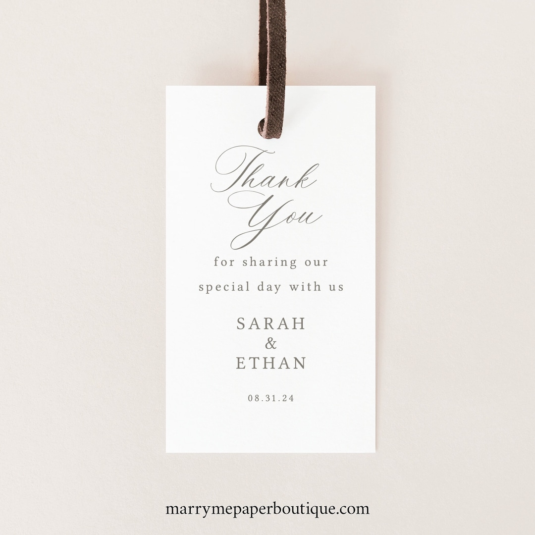 Favor Tag Template, Calligraphy Wedding Favor Tag, Printable, Editable ...