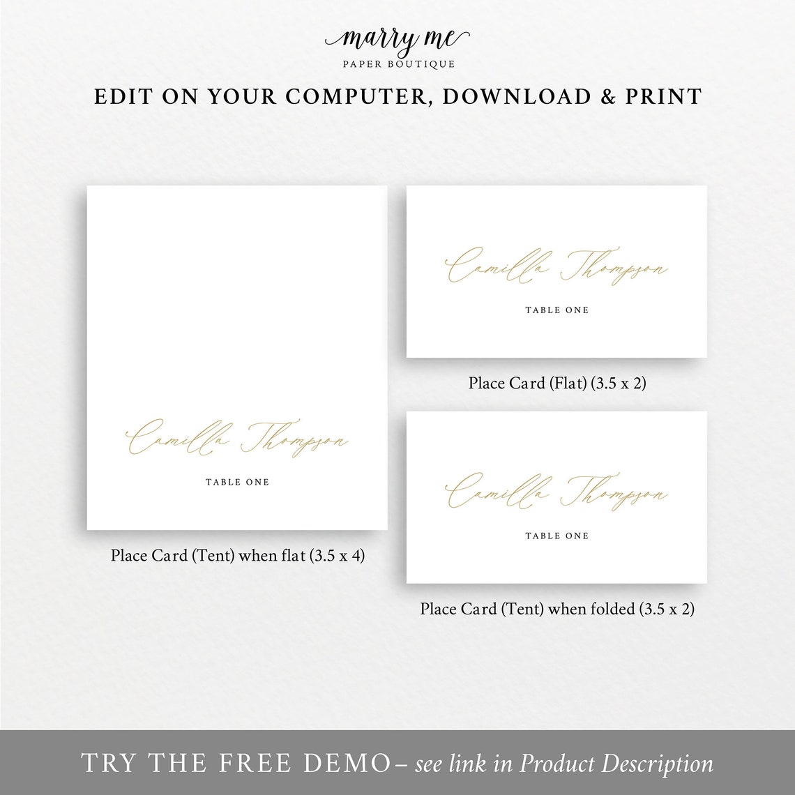 Place Card Template Free Demo Available Printable Editable - Etsy