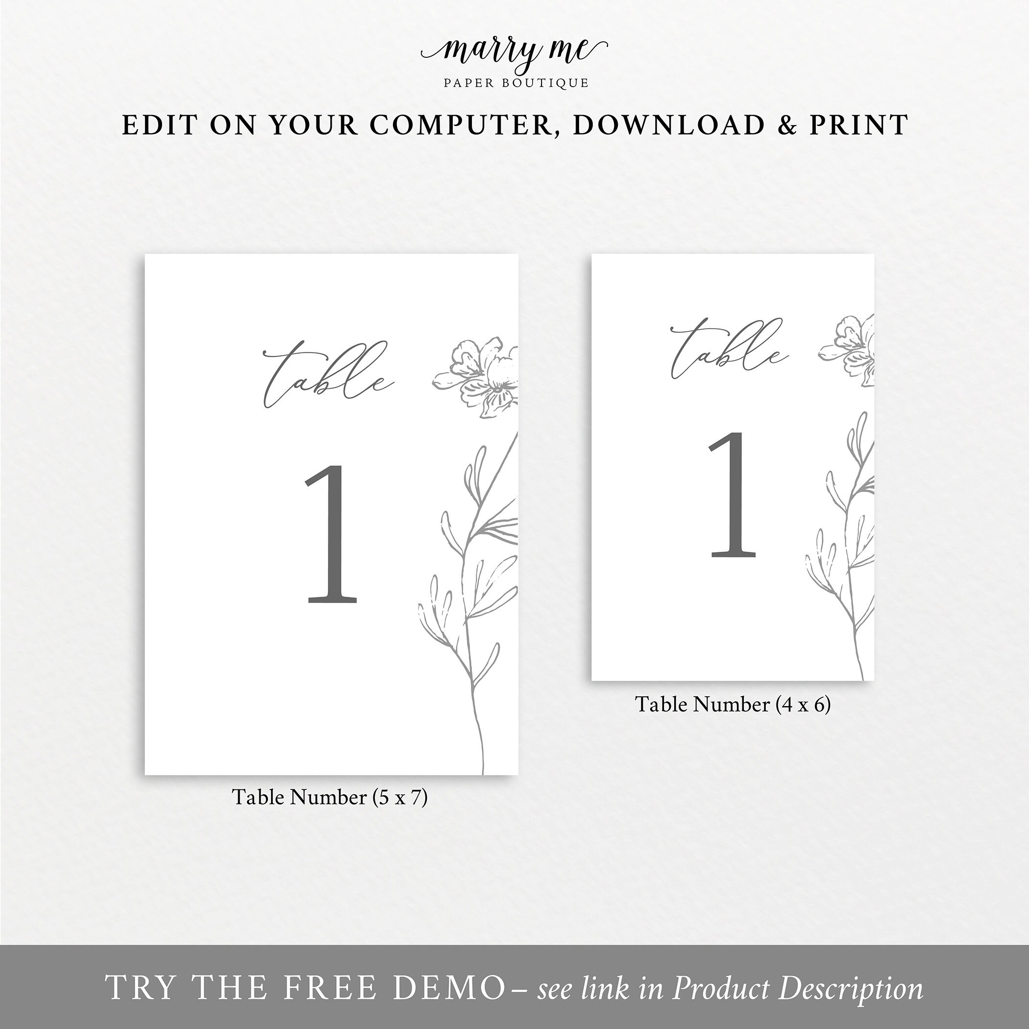 Table Number Template Try Before Purchase Editable Instant - Etsy