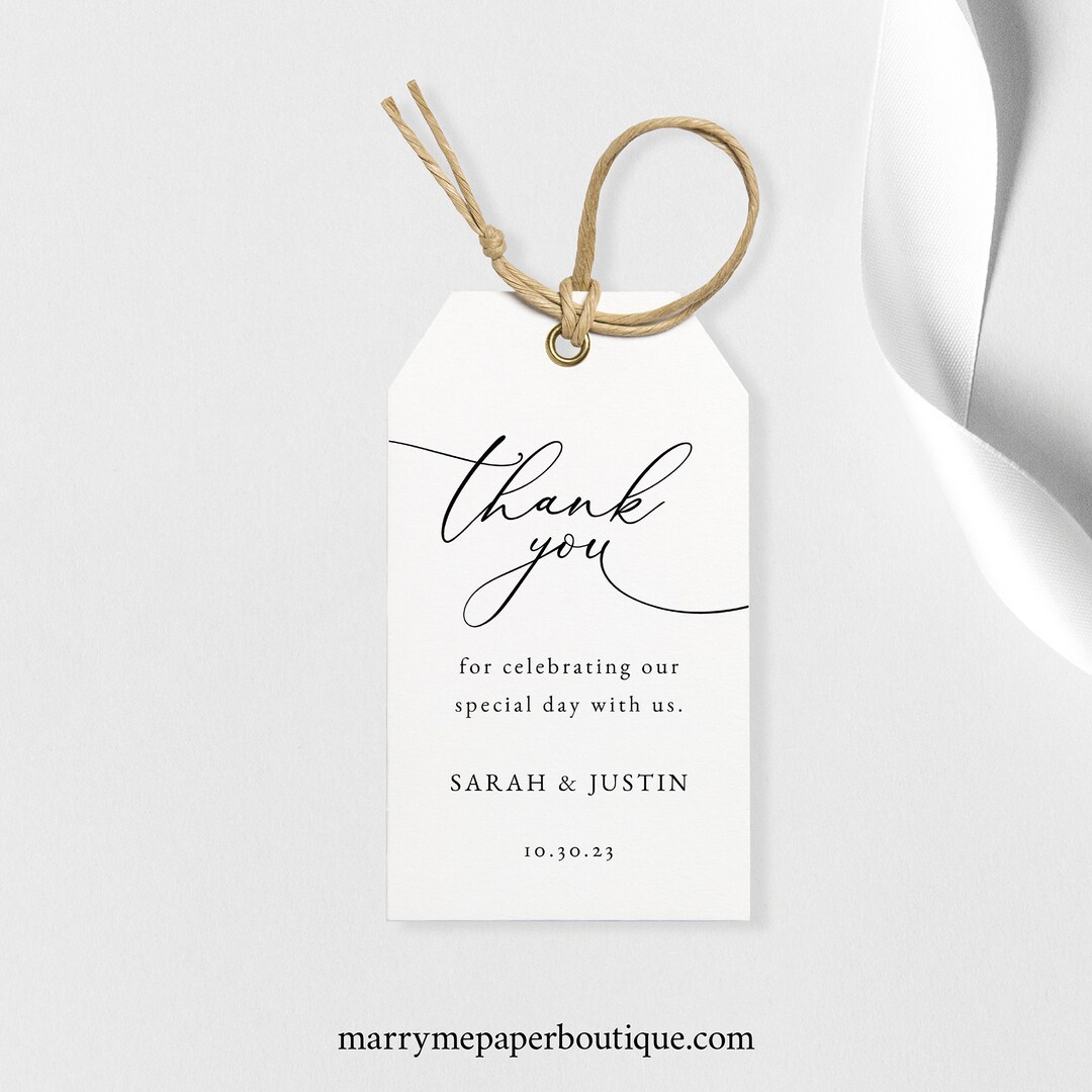 Classic Favor Tag Template, Elegant Wedding Gift Tag, Printable ...