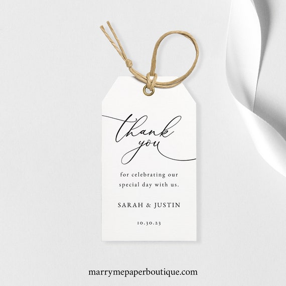 Classic Favor Tag Template Elegant Wedding Gift Tag | Etsy