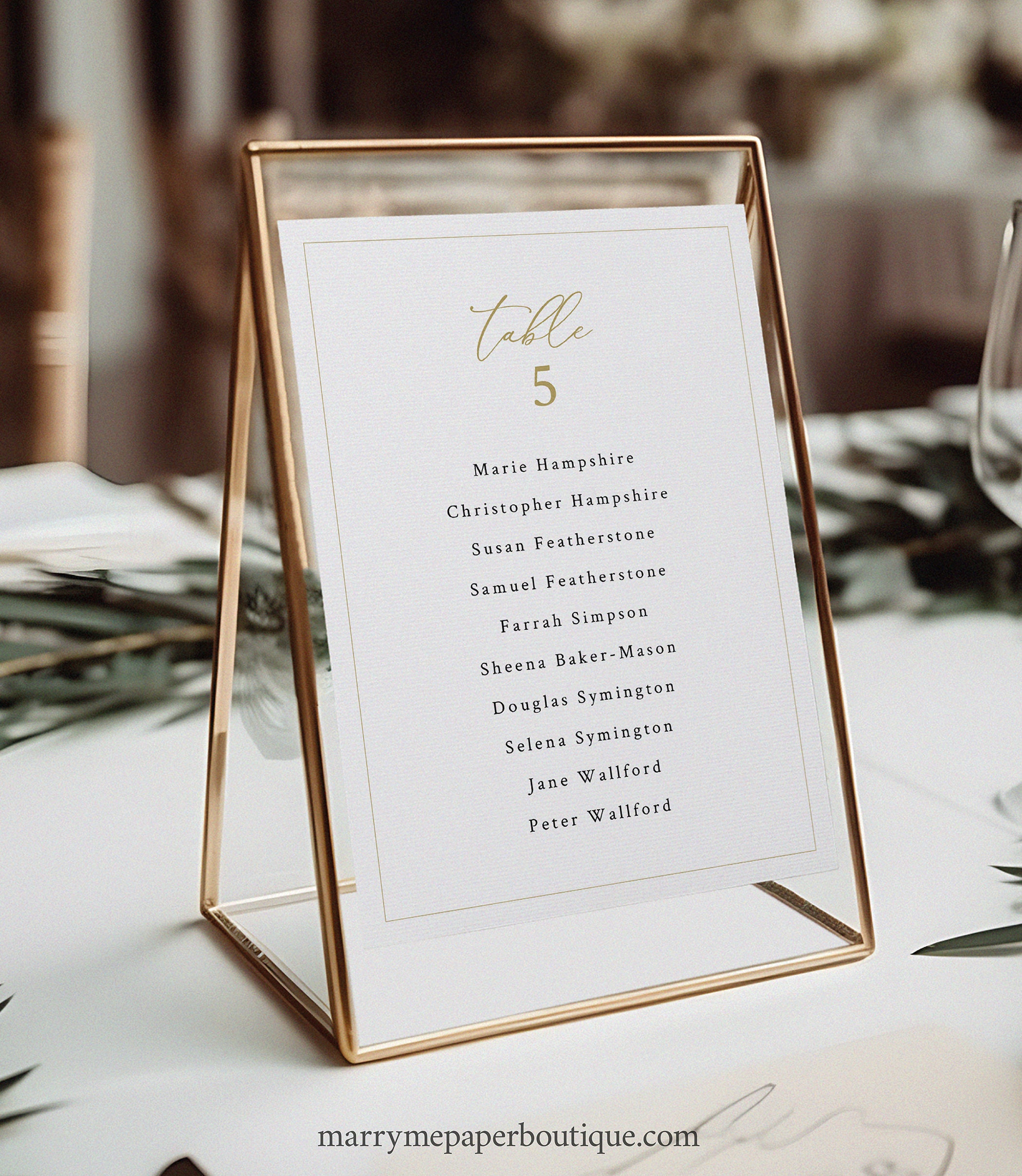 Seating Sign Template, Minimalist Wedding Monogram, Gold, Editable, 5x7 ...