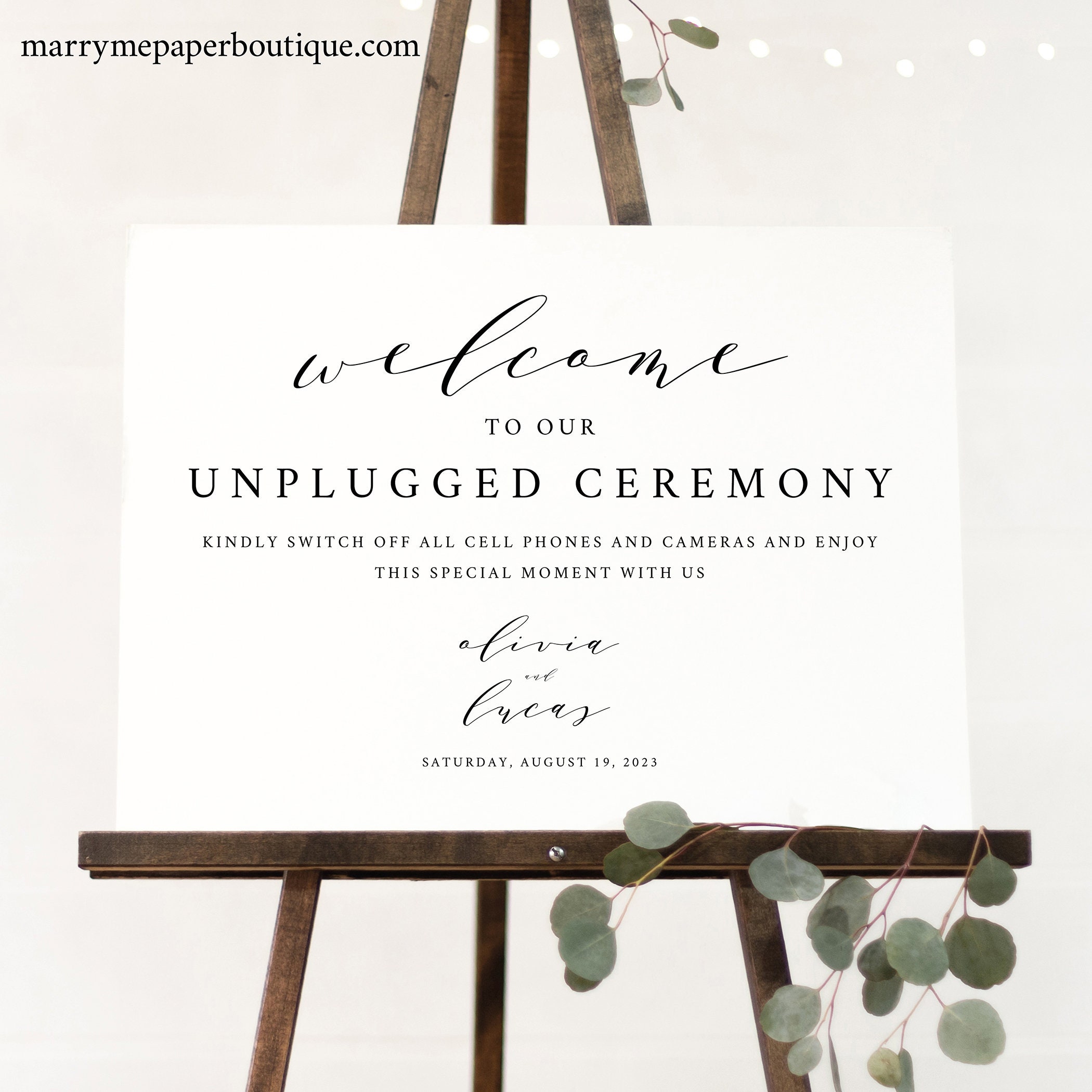 Unplugged Ceremony Sign Template Elegant Script Try Before - Etsy