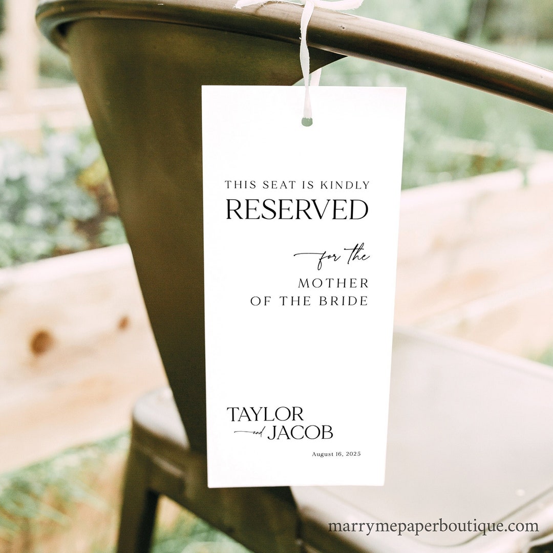 Reserved Seat Sign Template, Modern & Classic, Editable, Reserved Row ...