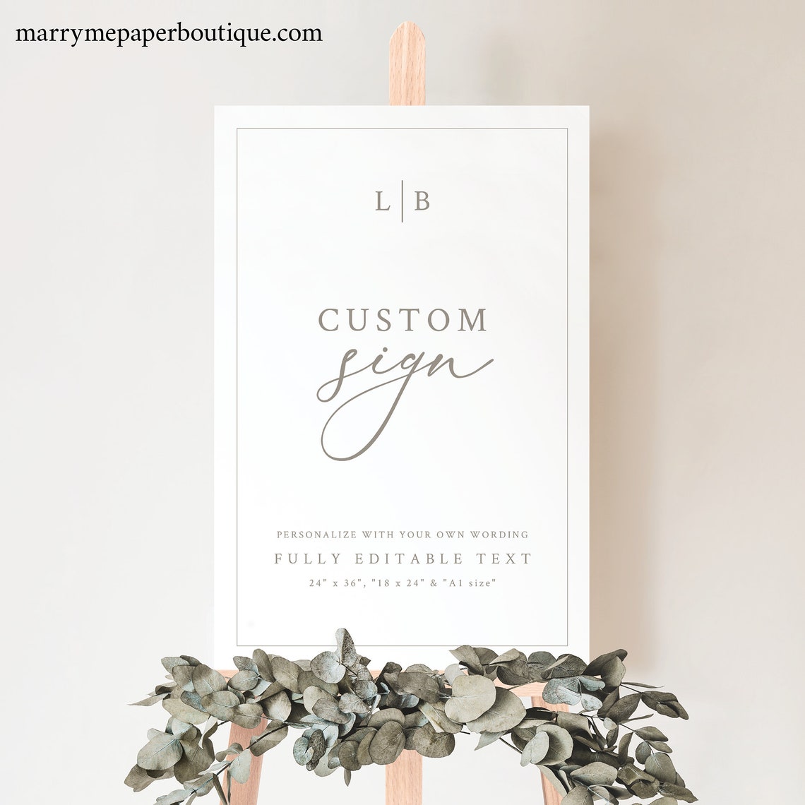 Wedding Sign Template Monogram & Border Editable Large - Etsy