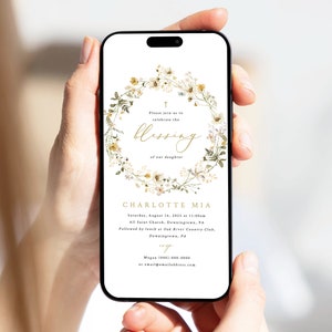 Digital Blessing Ceremony Text Invitation Template Rustic - Etsy