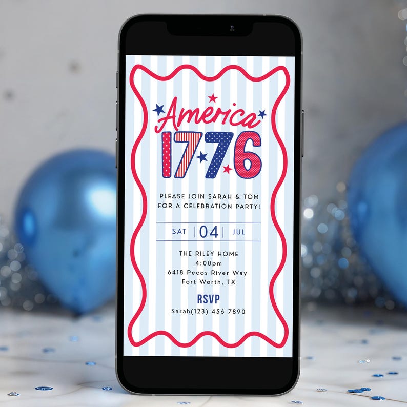 Patriotic Party Invitation, America 250 Celebration, Independence Day ...