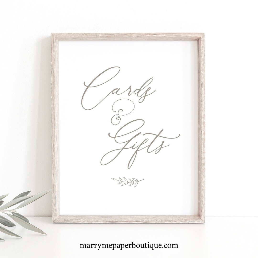 Cards & Gifts Sign Template, Elegant Font, Editable, Elegant Wedding ...