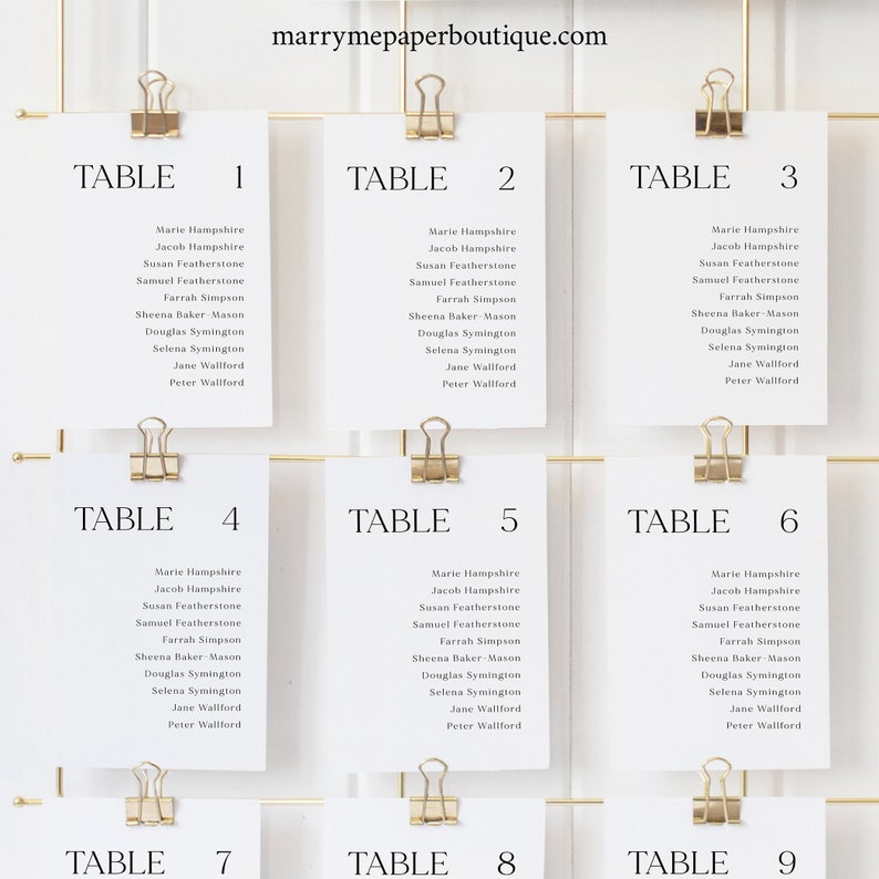Seating Chart Cards Template Modern & Classic Printable - Etsy
