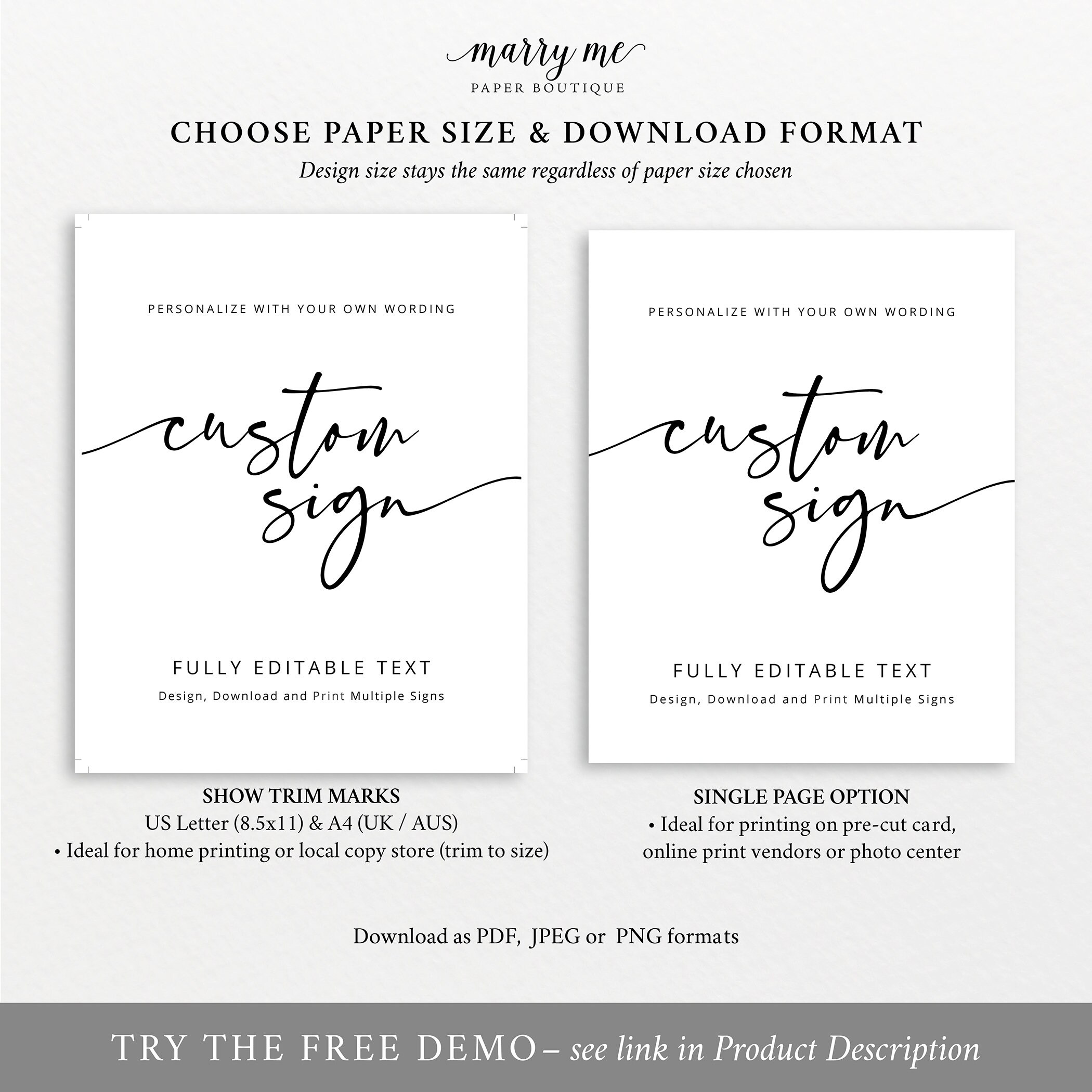 Create Multiple Signs Template Modern Calligraphy Templett | Etsy UK