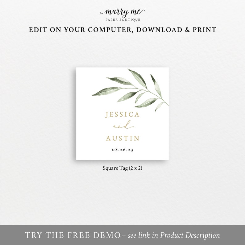 Square Tag & Label Template Editable Printable Instant - Etsy