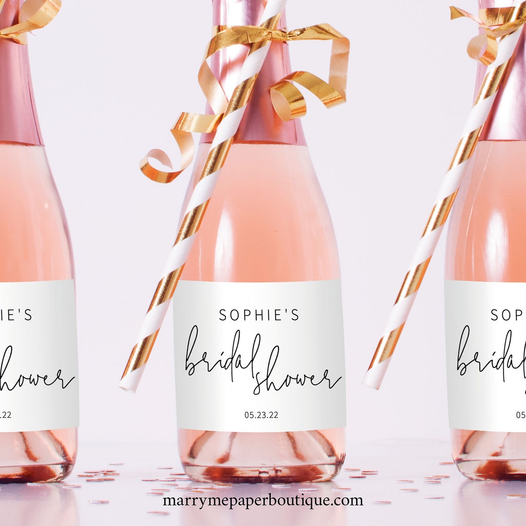 Mini Champagne Label Template, Minimalist Elegant, Editable & Printable ...