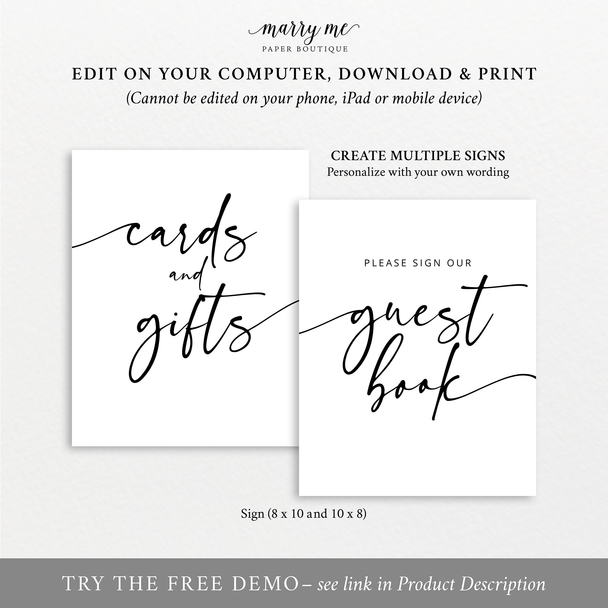 Create Multiple Signs Template Modern Calligraphy Templett | Etsy