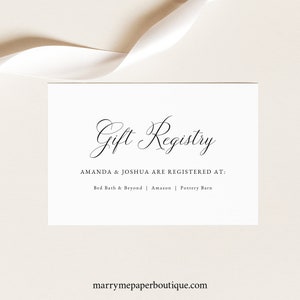 Wedding Registry Card Template Traditional Wedding - Etsy