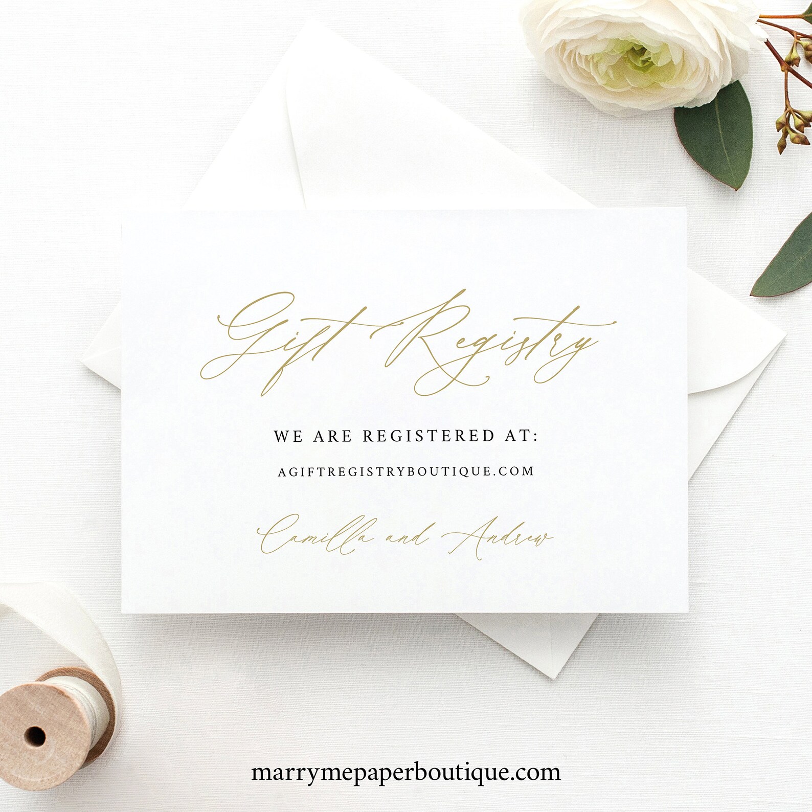 Gift Registry Card Template Stylish Gold Script Demo | Etsy