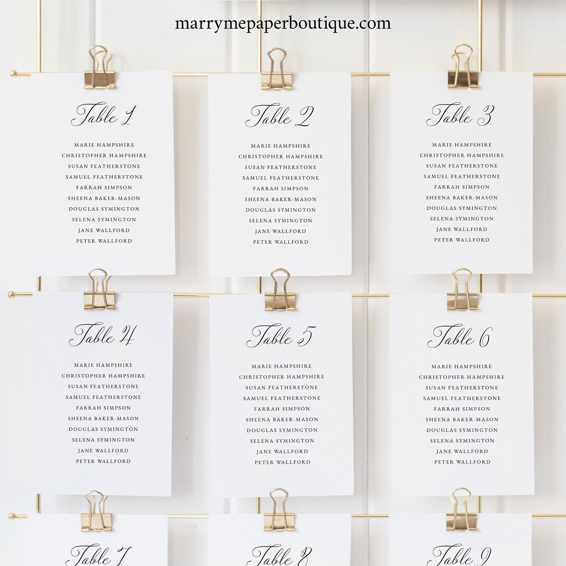 Seating Chart Cards Template Calligraphy Traditional - Etsy