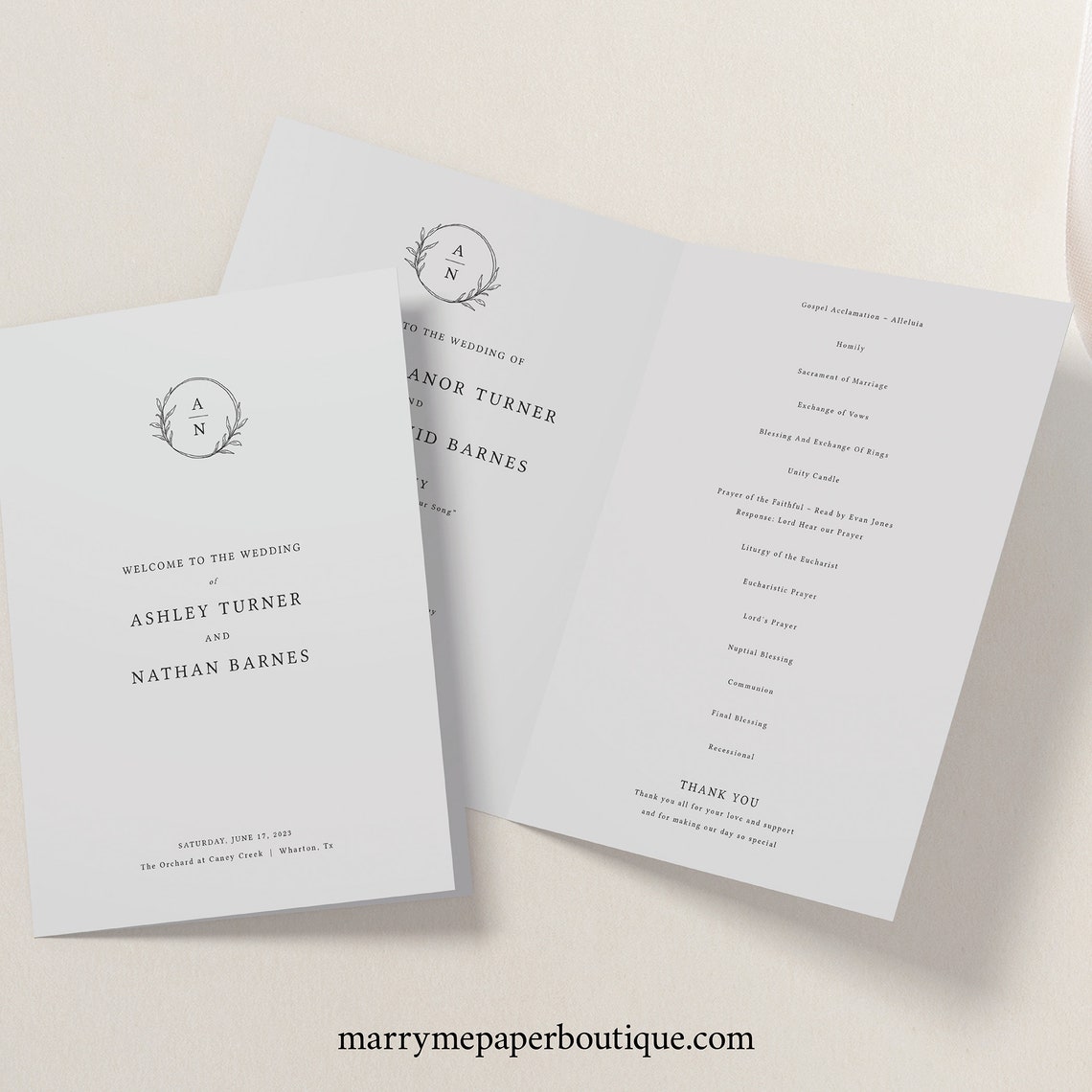 Wedding Program Template Folded Program Printable Try Before | Etsy